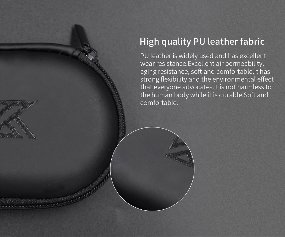 KZ Oval logo Storage Bag Headphones PU Zipper Storage Box Black ...