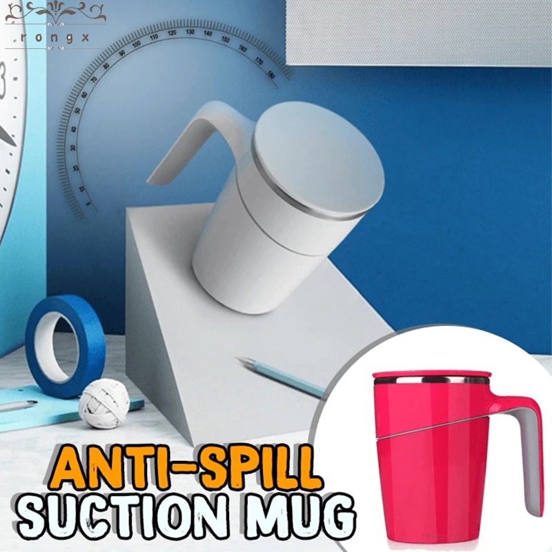 Anti-Spill Suction Mug with 360 Swivel Handle Vacuum Bottom Design ...