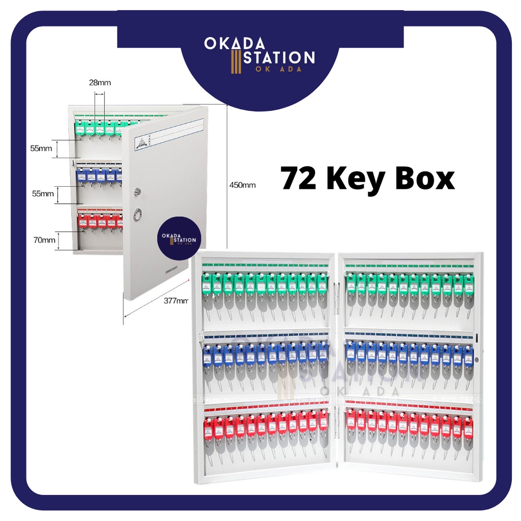 OKADA Metal Key Box Cabinet / Kotak Kunci Besi / Key House / Peti Kunci ...