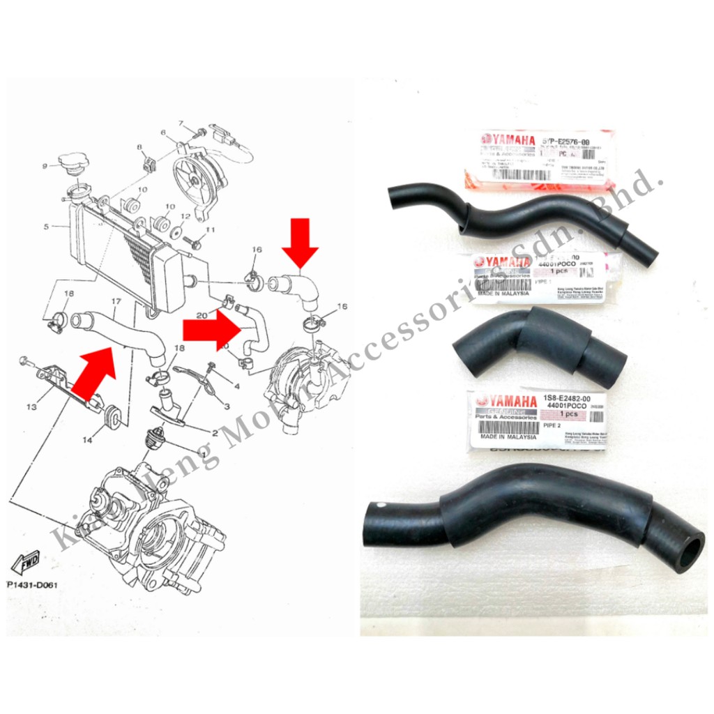 Yamaha LC135 V1 / V2 / V3 / V4 Radiator Pipe Assy (100% Original HLY ...