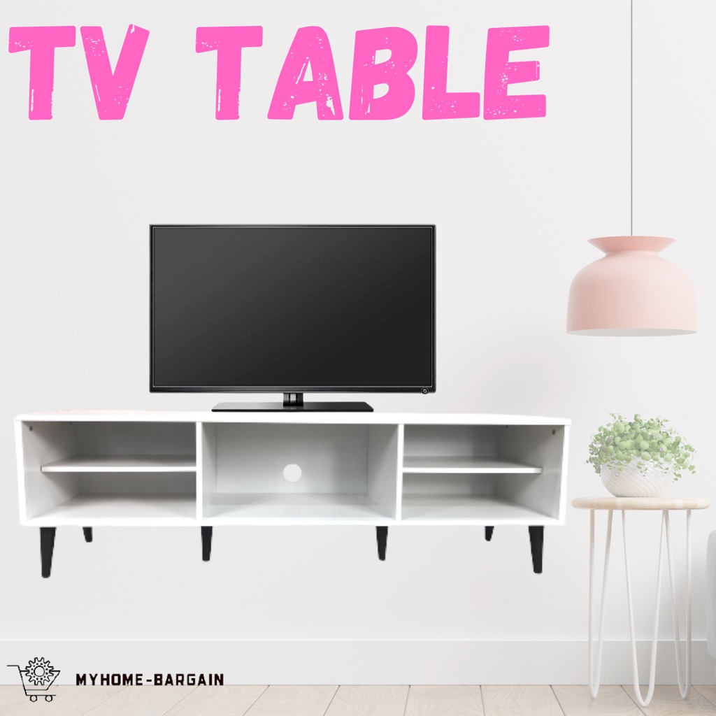 MYHOME | 5FT WHITE TV CABINET | TV TABLE | TV SHELF | RAK TV | KABINET ...