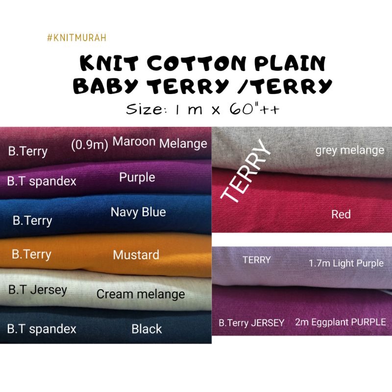 Knit Cotton PLAIN Baby TERRY SPANDEX /TERRY | Shopee Malaysia