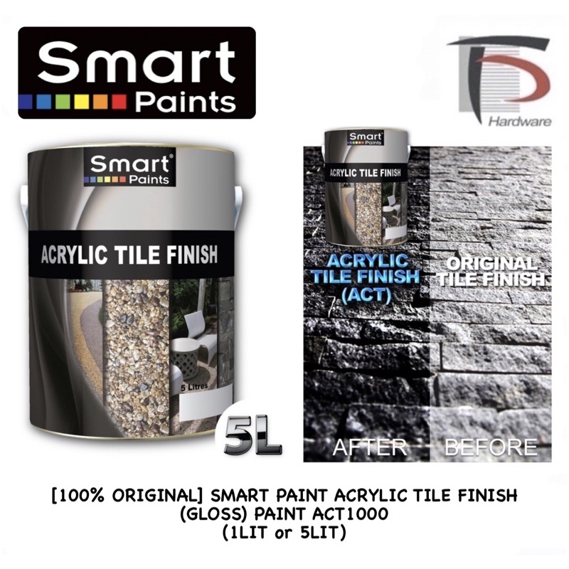 [100% ORIGINAL] SMART PAINT ACRYLIC TILE FINISH (GLOSS) PAINT (1LIT or ...