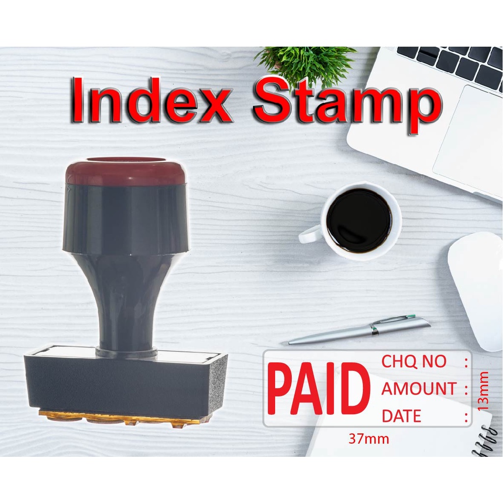 E23 PAID CHECK NO Ready Made Index Stock Rubber Stamp Chop 37mm x 13mm ...