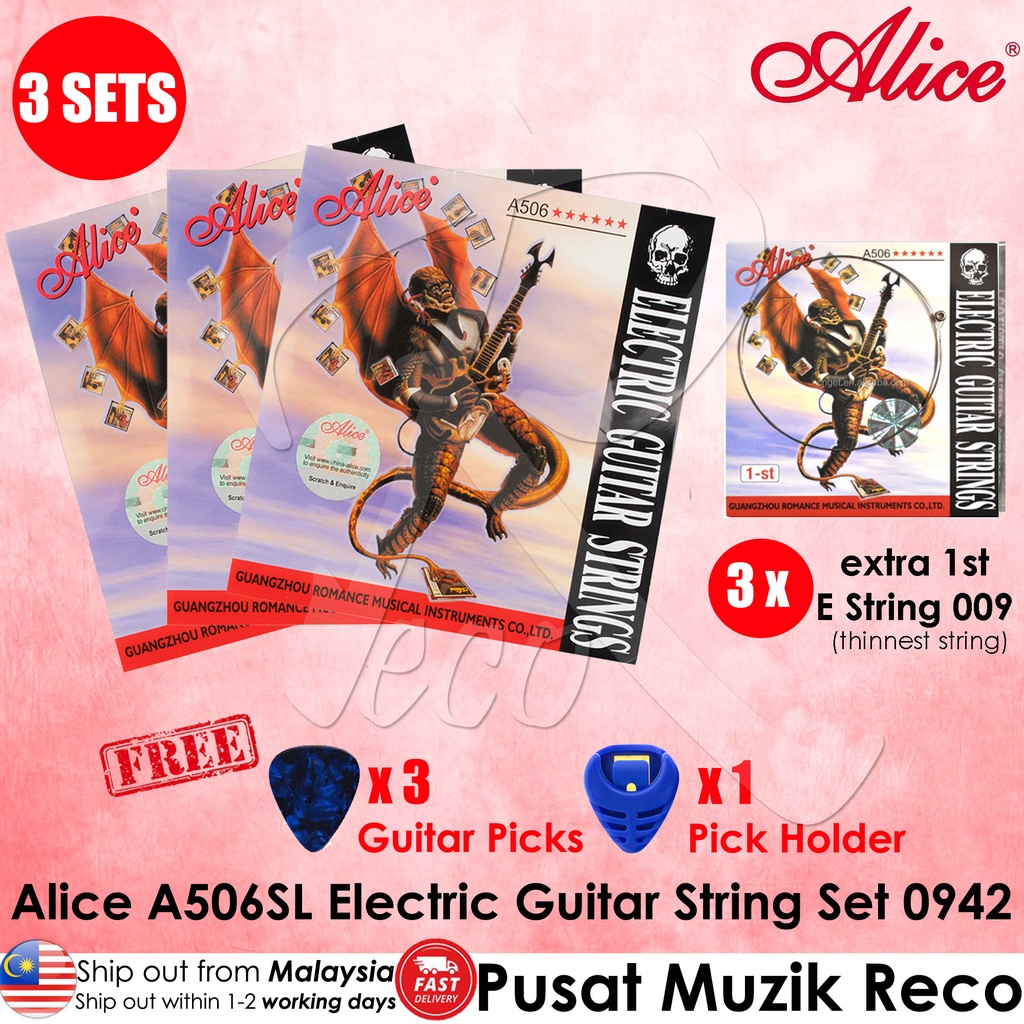 ⚡OFFER⚡ Alice A506 Electric Guitar String Set 0942 / 1046 Tali Gitar Elektrik SET【1 SET 6 STRING ...