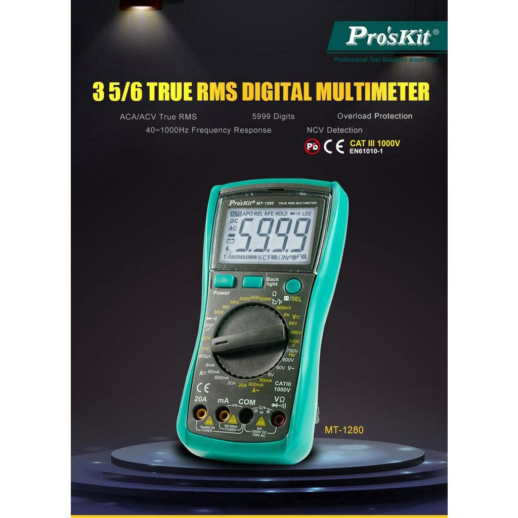 Pro'sKit MT-1280 3⅚ Digital TRUE RMS Multimeter | Shopee Malaysia