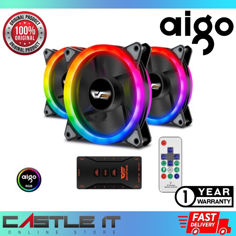 Aigo DarkFlash DR12 PRO Remote / DR14 Casing Fan ARGB RGB 12CM 120MM ...