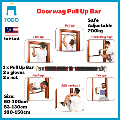 Doorway Pull Up Bar Chin Up Fitness Bar No Screw Safety Locker High Strength Hadfield Steel ...