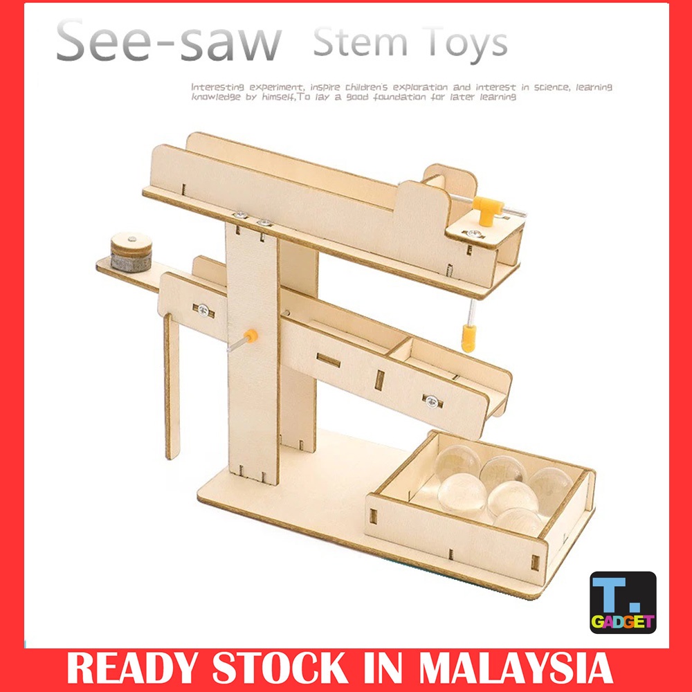 DIY Wooden Marble Run Seesaw Stem Science Mechanical Model Building ...