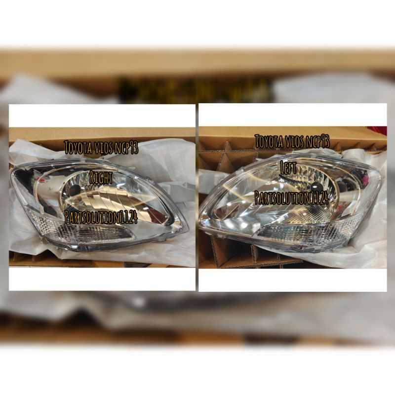 TOYOTA ORIGINAL VIOS HEADLAMP LAMPU DEPAN CLEAR CHROME NCP93 KOSONG ...