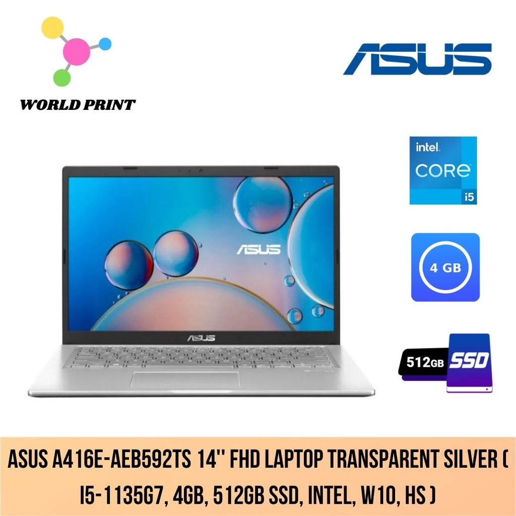 Asus A416E-AEB592TS 14'' FHD Laptop Transparent Silver ( i5-1135G7, 4GB ...