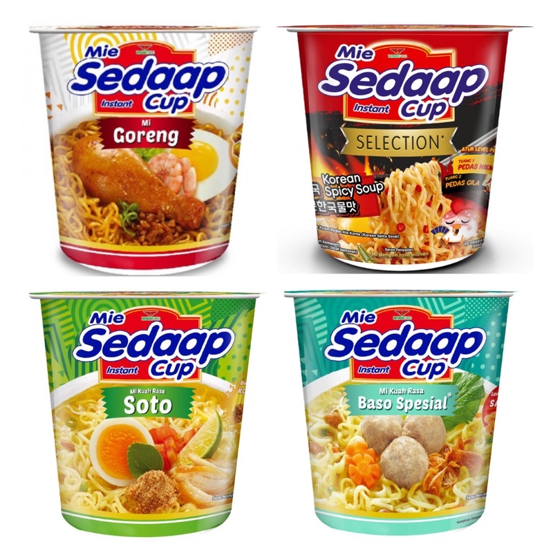 Mie Sedaap Cup ( Asli / Soto / Baso Special / Korean Spicy ) 77~85g ...