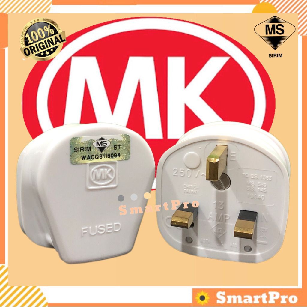 MK Heavy Duty Bakelite 13A Fused 3 Pin Plug Top MK646 Uk Type 13A 3 Pin ...