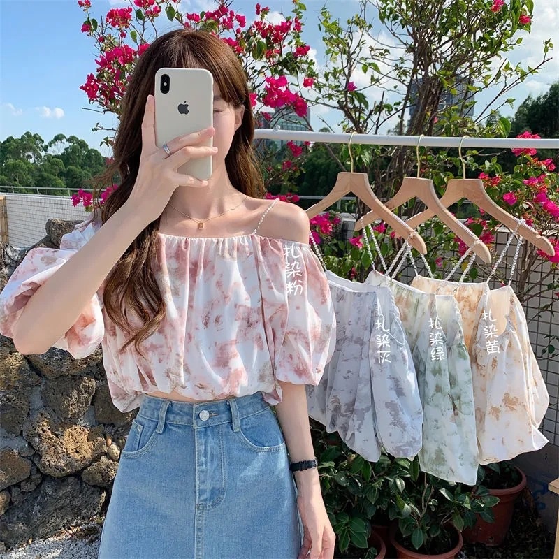 Korean Style Chiffon Shirt Womens Summer New Short Sleeved Floral