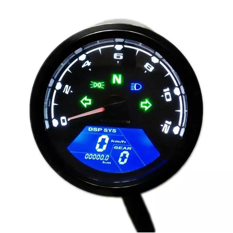 Universal Digital Motorcycle LCD Screen Speedometer Odometer Techometer ...