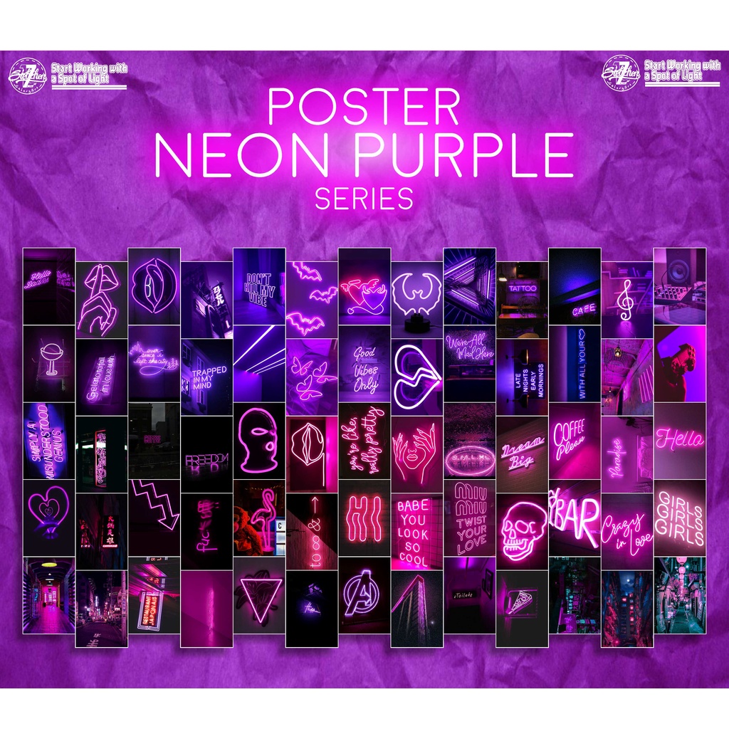 Aesthetic Wall Poster Purple Neon Series Wallpaper Decoration Room Wall ...