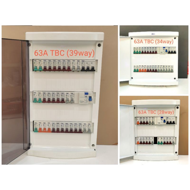 TBC /UMS /MIX DB 40A/63A 3-PHASE Three Phase MCB Box Full Set PVC DB ...