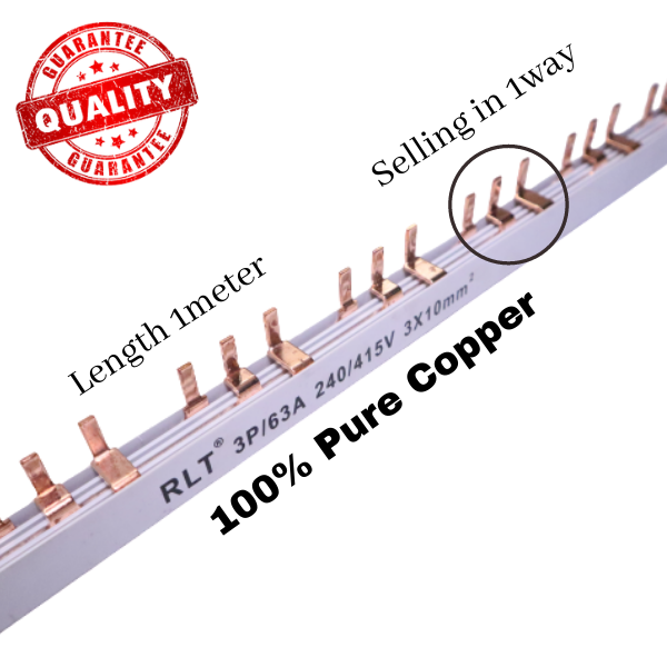 [1meter/4Way] Three Phase MCB Copper Bar / MCB Copper Bus Bar with PvC ...