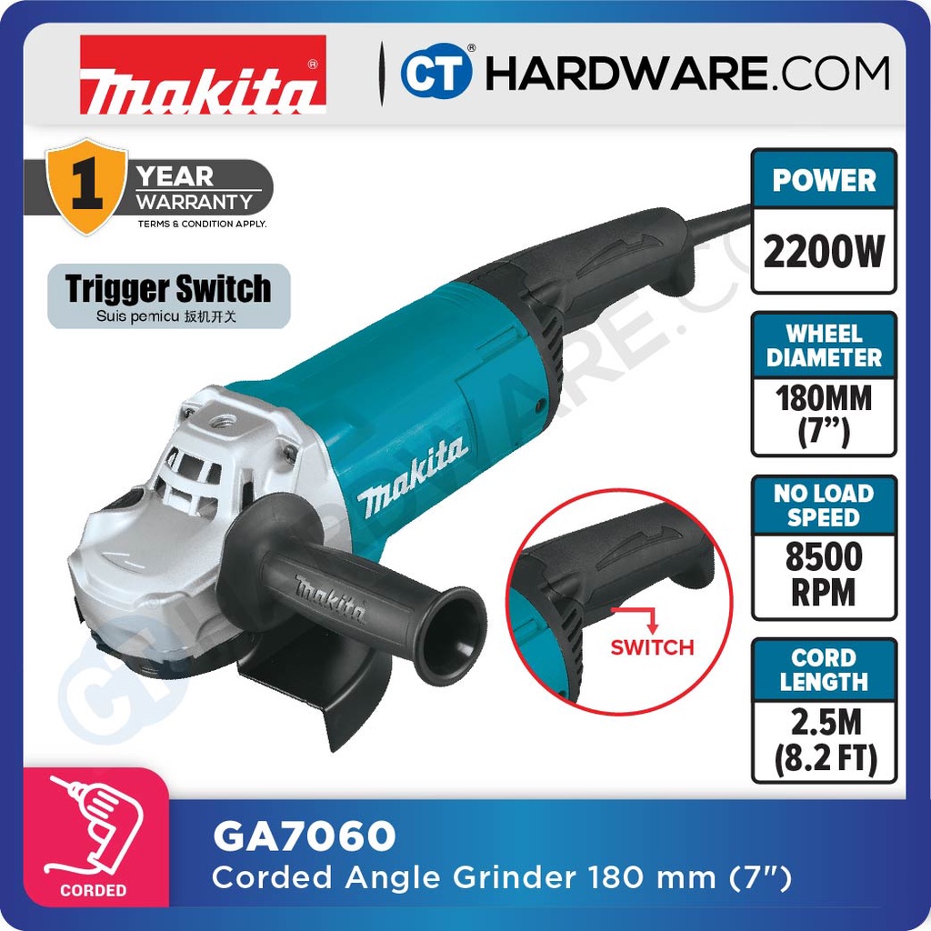 MAKITA GA7060 CORDED ANGLE GRINDER 180MM (7") | Shopee Malaysia