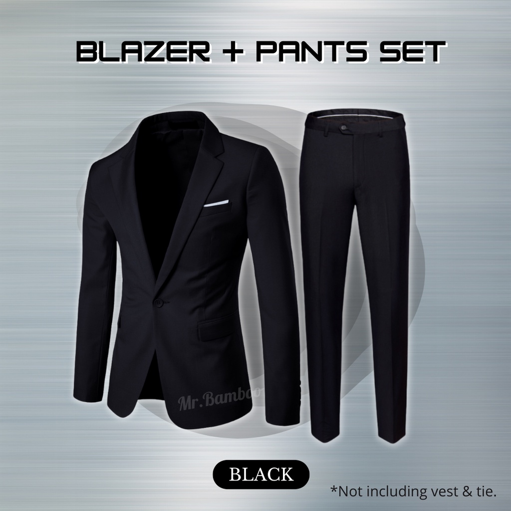 🇲🇾 MR.BAMBOO Men Blazer Set Formal Trousers Business Outerwear Pants ...