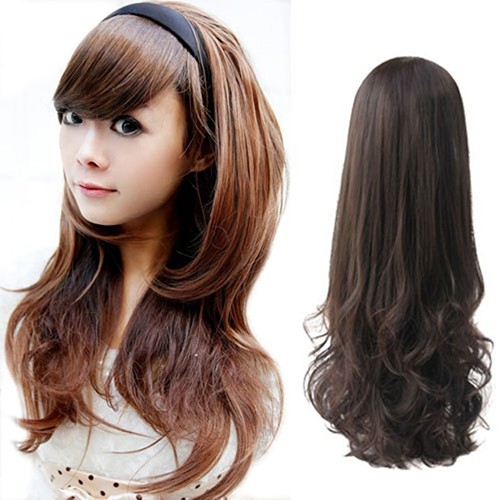 Women's Curly Wavy Half-head Hair Band Hair Extension Wig | Shopee Malaysia