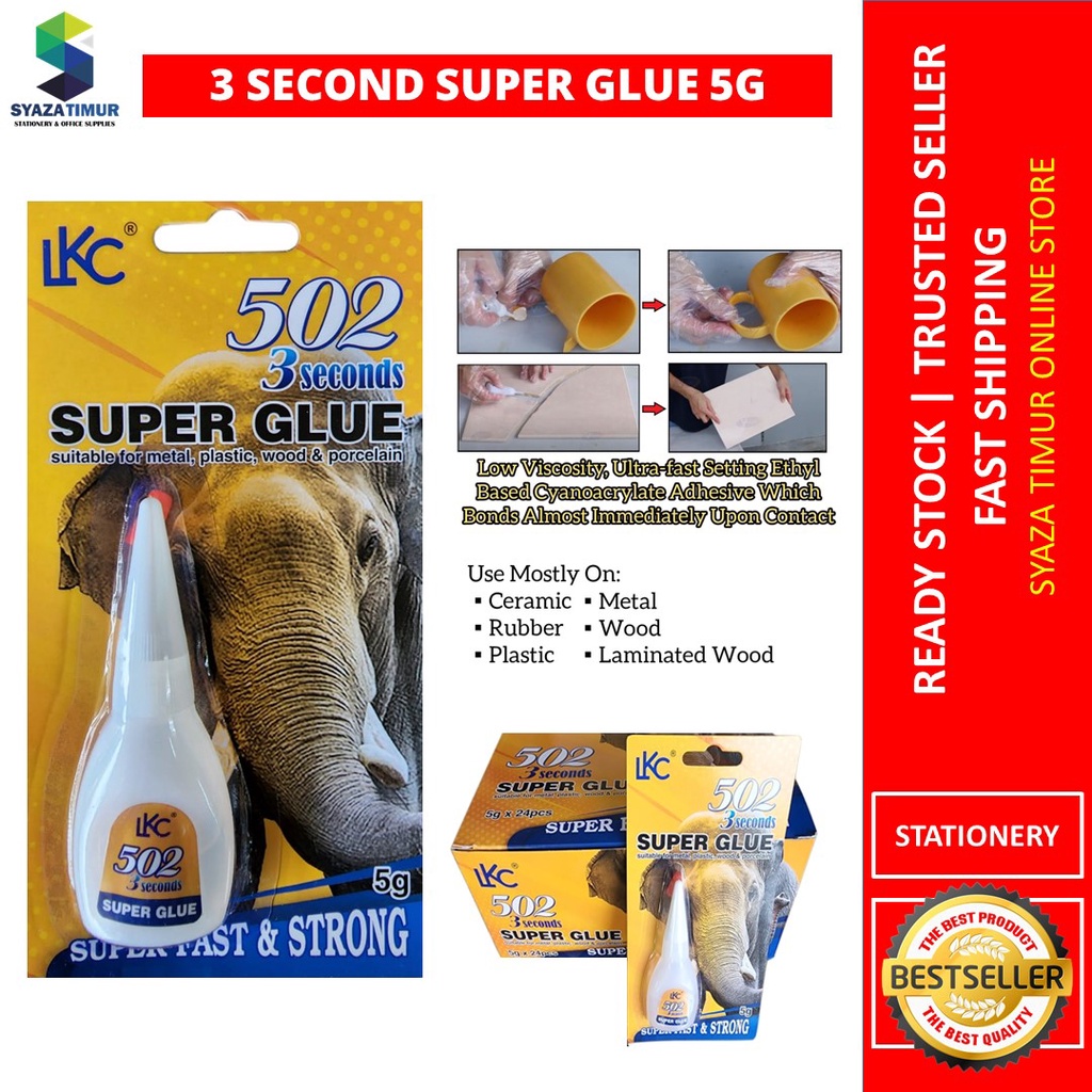 [ST-GR MY] 502 Super Glue 3 Second Ultra Fast Dry Gam Kuat Gajah 强力胶 ...