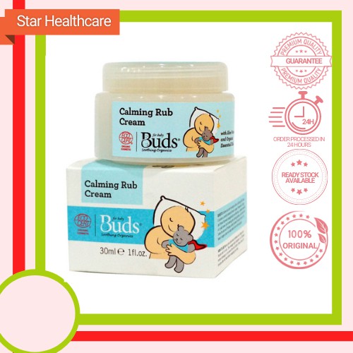 Buds Calming Rub Cream with Aloe Vera & Organic Essential Oils 30ml ...