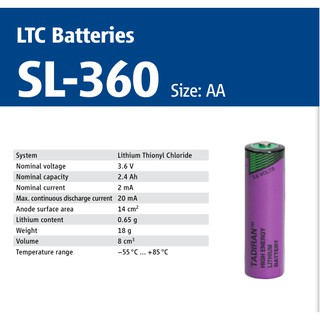 TADIRAN Type AA SL-360 SL360 Lithium Chloride battery 3.6V | Shopee ...