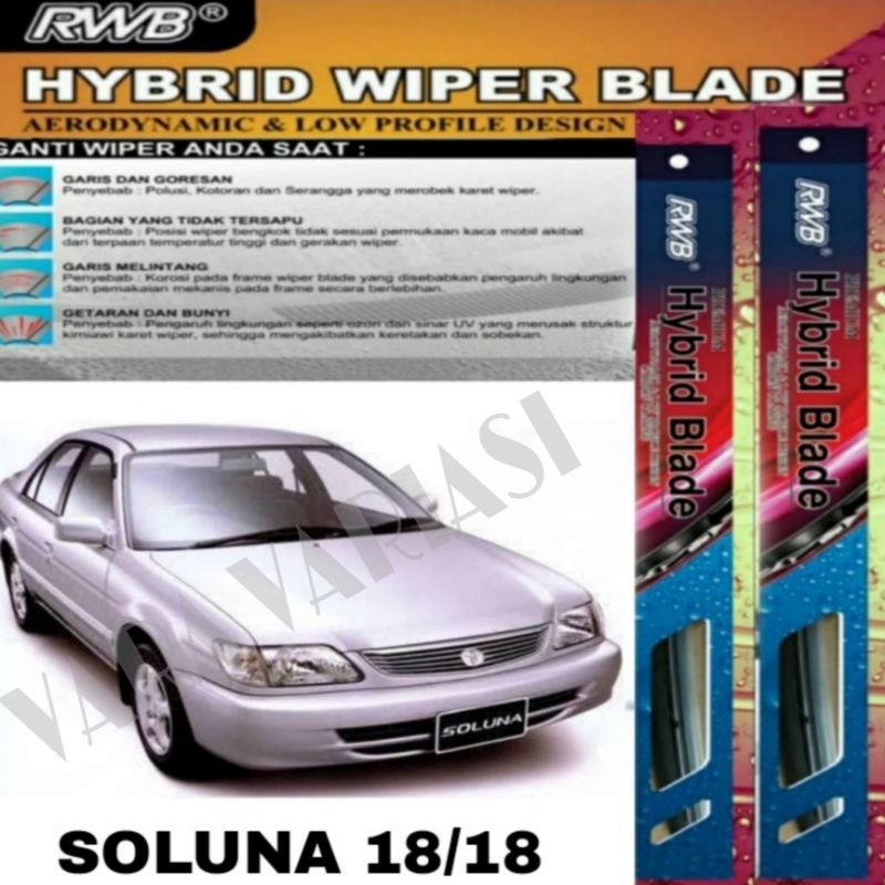 Toyota Soluna Hybrid Blade Front Wipers Size 18 & 18 Pair | Shopee Malaysia