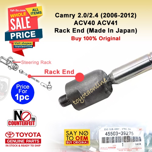 Camry 2.0/2.4 (2006-12) Tie Rod End Rack End ACV40 ACV41 45460-39635 ...