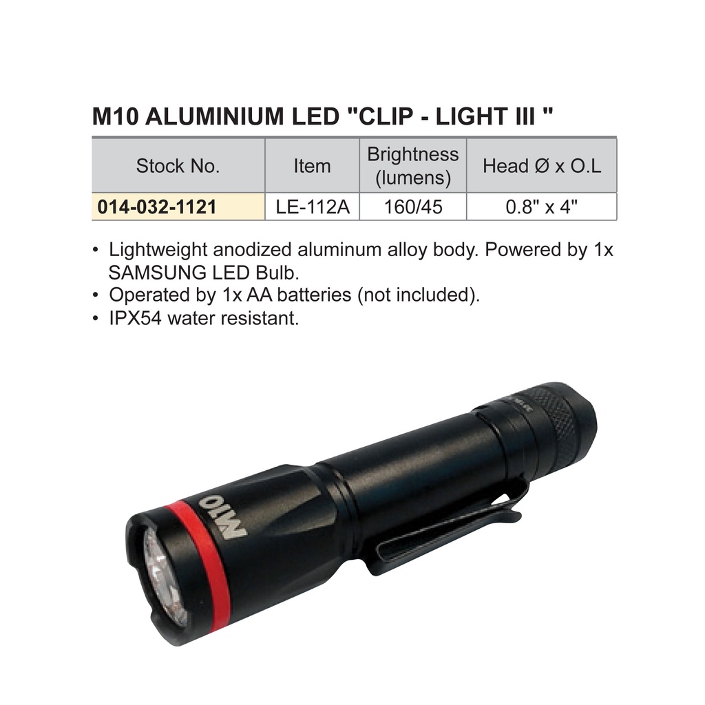 M10 Aluminium Led Clip Light III - LE 112 A - Flashlight / Torch Light ...