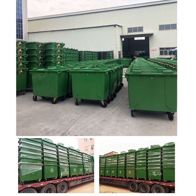 [660L / 1100L] HDPE 4 Wheel Mobile Garbage Bin / Green Garbage Bin ...
