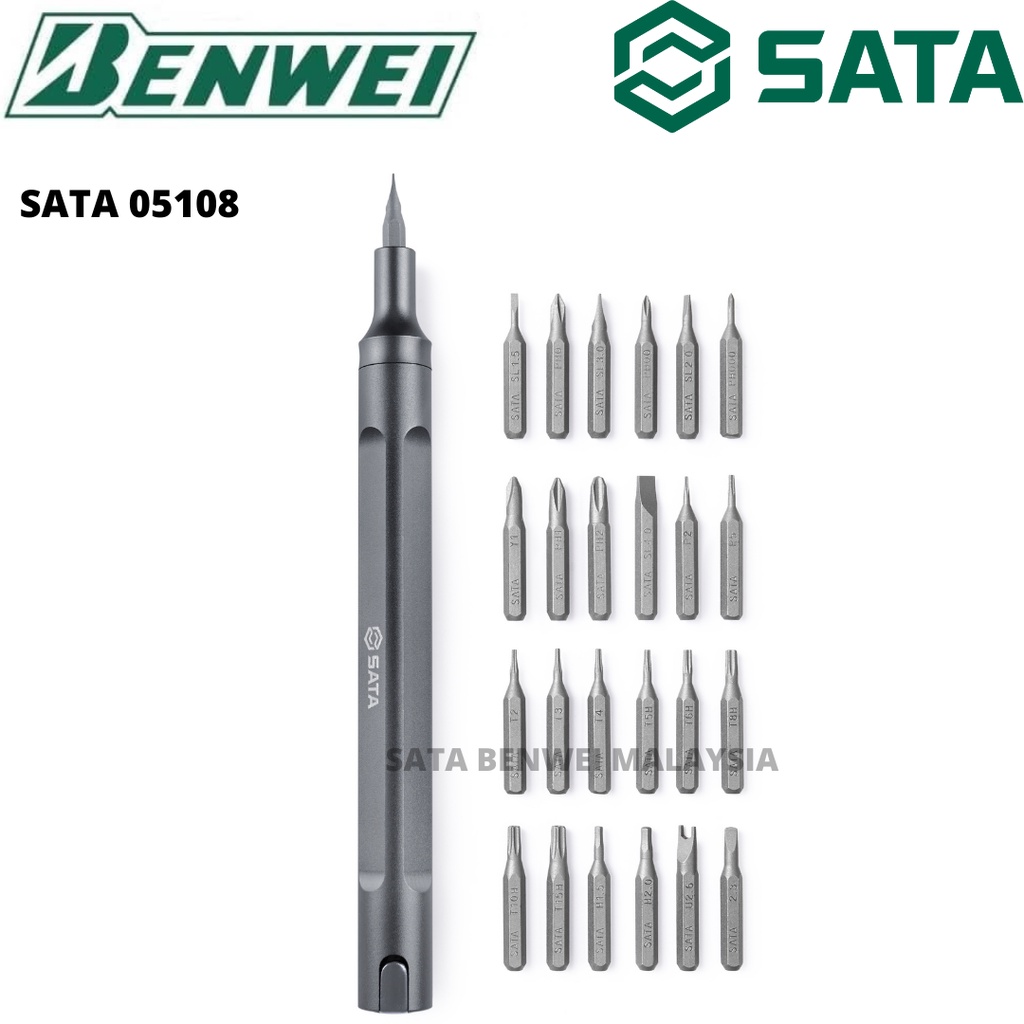 (ND) SATA 05108 25PCS PEN TYPE SCREWDRIVER KITS MAGNETIC MULTI-BITS ...