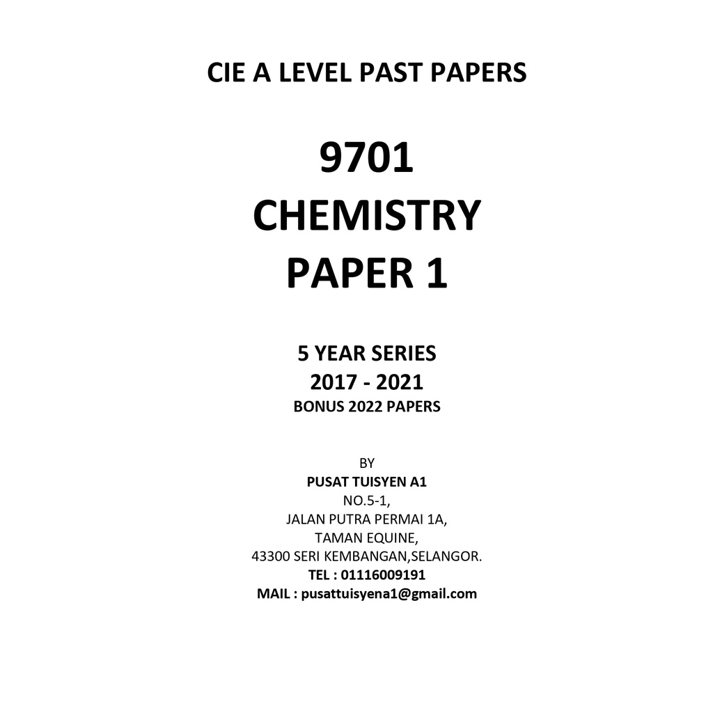 A Level Past Year Papers Chemistry 9701 | Shopee Malaysia