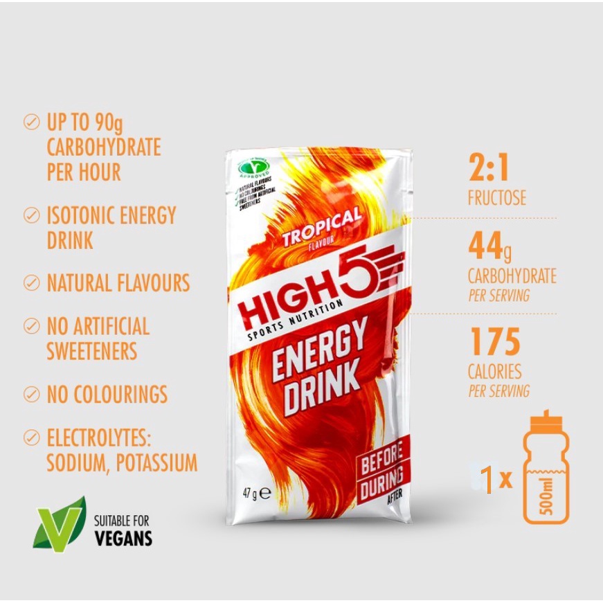 High5 Energy Drink Powder Sachet (Regular non-caffeine, caffeinated ...