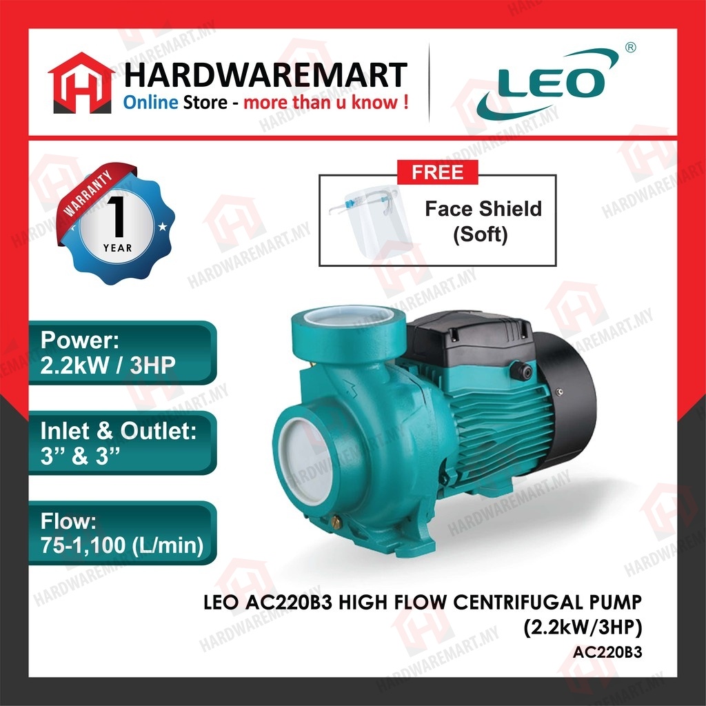 LEO AC220B3 HIGH FLOW CENTRIFUGAL PUMP Pam Air 水泵 [3 phase] (2.2kW/3HP) | Shopee Malaysia