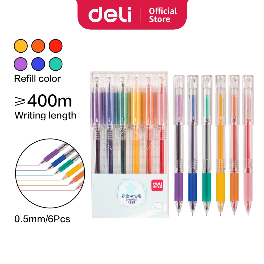 Deli Pen Color Gel Pen Full Needle 0.5mm (150mm) [Per Box] A125 ...
