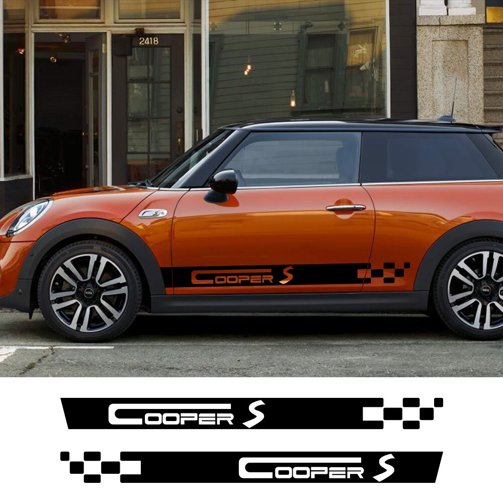 2pcs Car Stickers Long Side Stripe Vinyl For Mini Cooper R56 R57 R58 ...