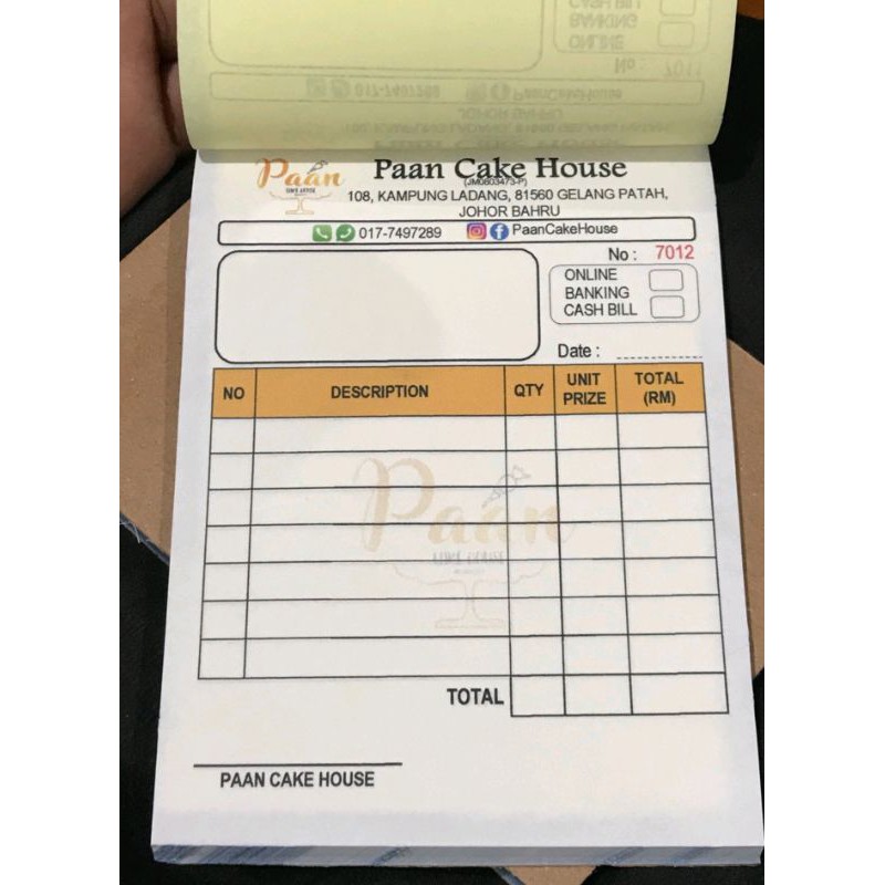 buku kecil saiz 10.3cm × 15cm menegak (Buku Resit/ Resit/ Bill Book ...