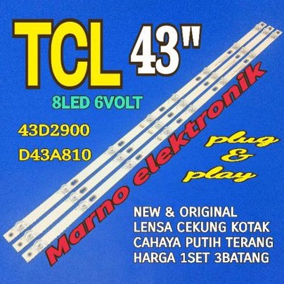Tcl 43INCH 43D2900 8K 6V BL TCL 43IN LED TV BACKLIGHT BL LIGHT | Shopee ...