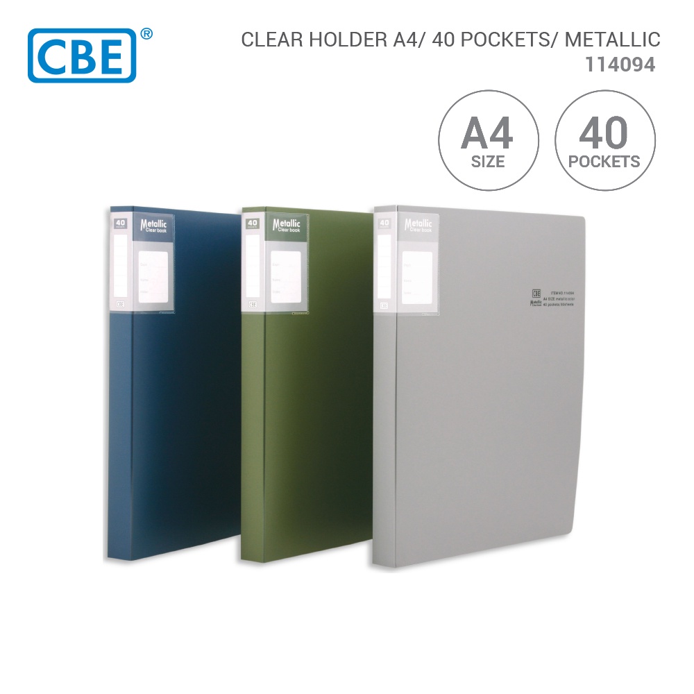 CBE 114094 Metallic Clear Holder A4 | 40 Pockets | Random Colours ...