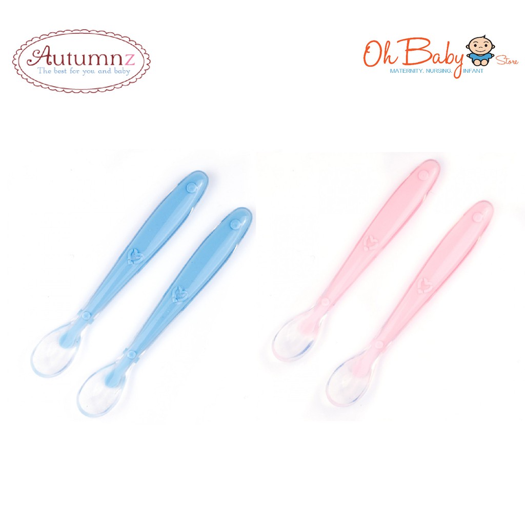 Autumnz Soft Silicone Baby Spoon 2pcs Blue / Pink | Shopee Malaysia