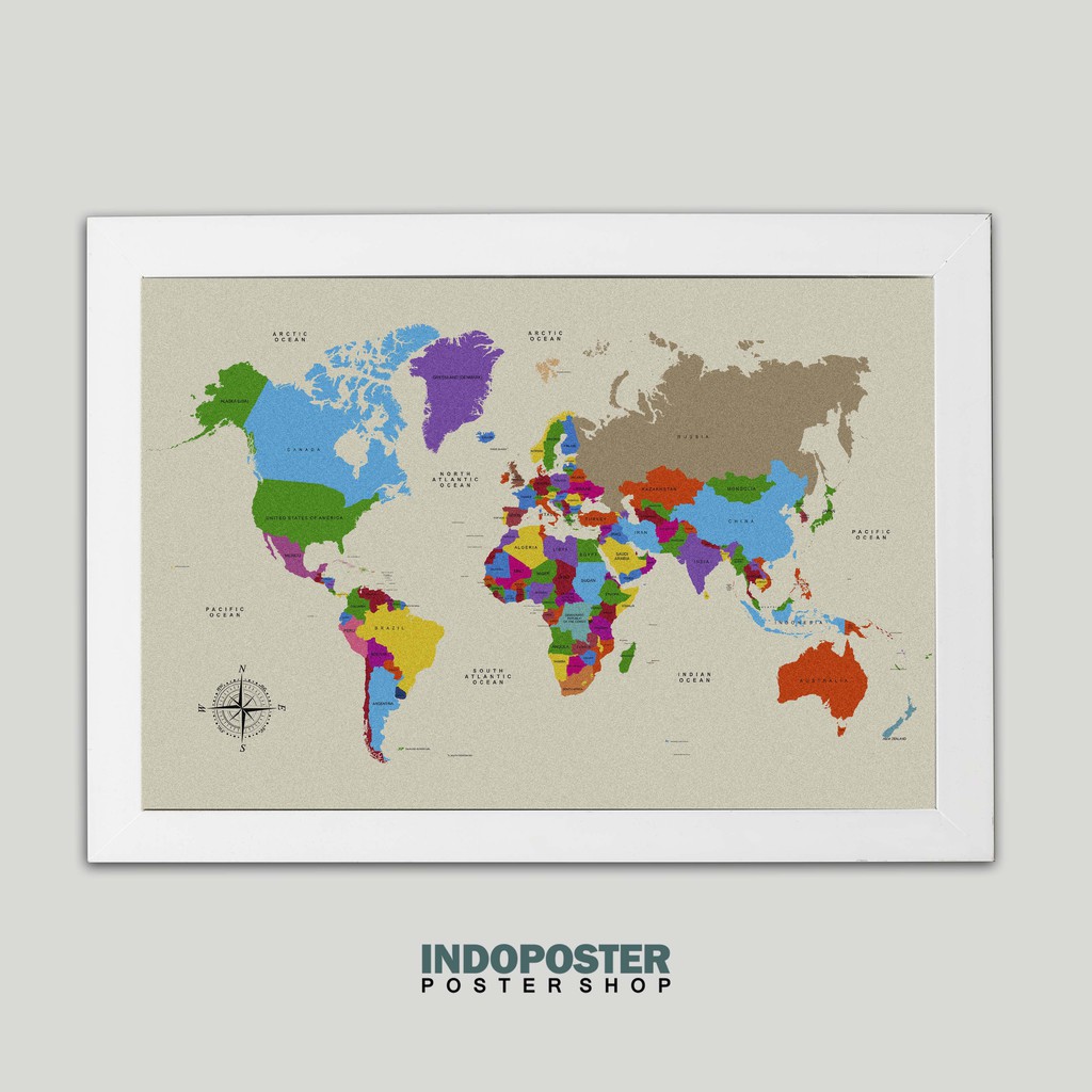 World Atlas Map Poster World Political Map Color | Shopee Malaysia