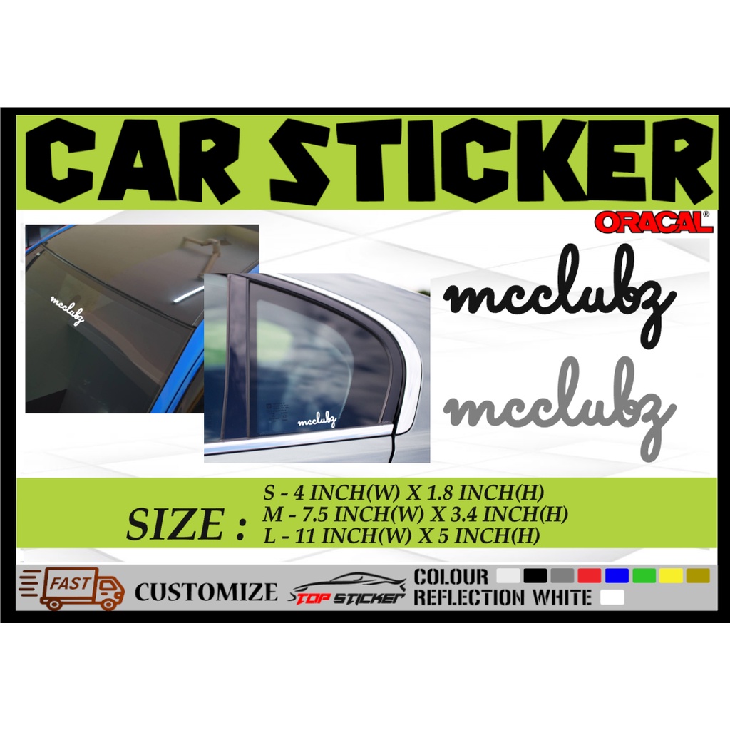MCCLUBZ CAR STICKER AKSESORI KERETA STICKERS | Shopee Malaysia