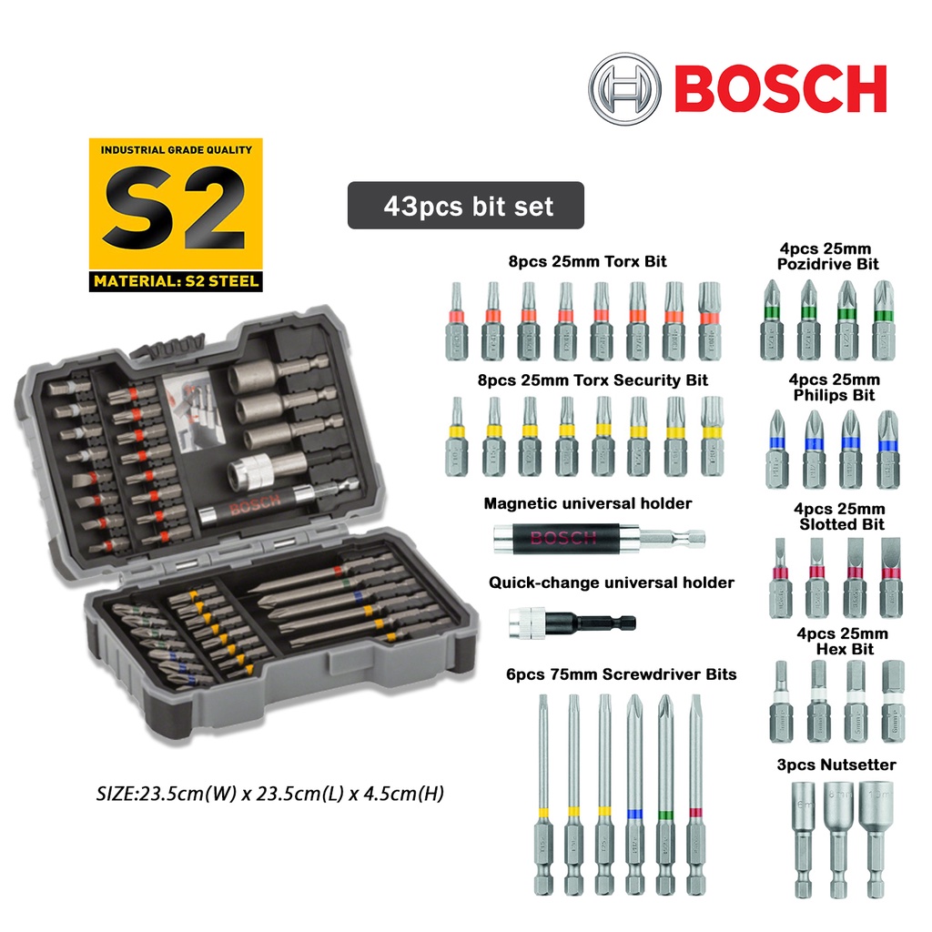 BOSCH Ratchet Drill Bit Set Screwdriver Bit Set Nutsetter Holder Set X ...