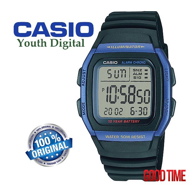 CASIO W-96H-2AV YOUTH DIGITAL MEN'S WATCH JAM TANGAN LELAKI WATCH FOR ...