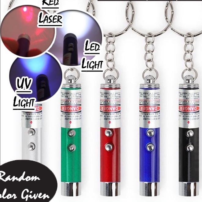[Ready Stock] 3 In 1 Laser Pointer Keychain With Laser LED Light UV ...