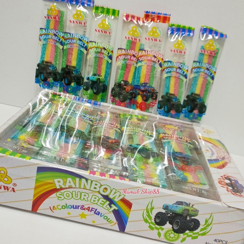 Rainbow Sour Belt / Sour Gula Jelly Belt (HALAL) 40PCS=1box | Shopee ...