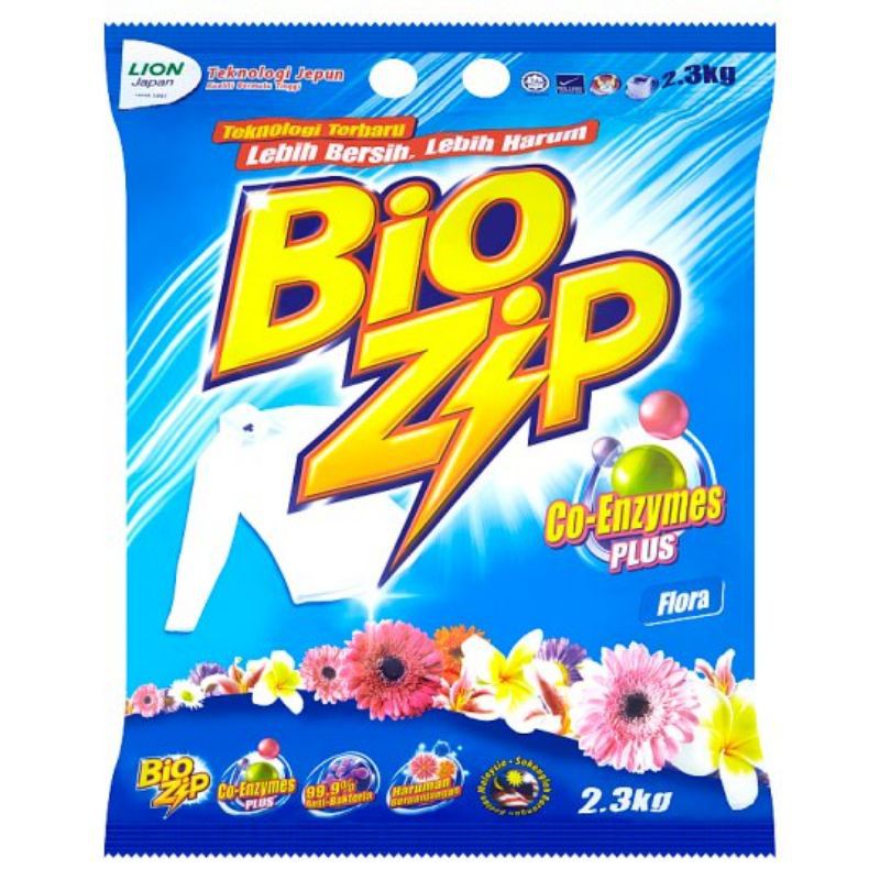 BIO ZIP CO-ENZYMES PLUS FLORA DETERGENT POWDER SERBUK BASUH BAJU 2.3KG ...