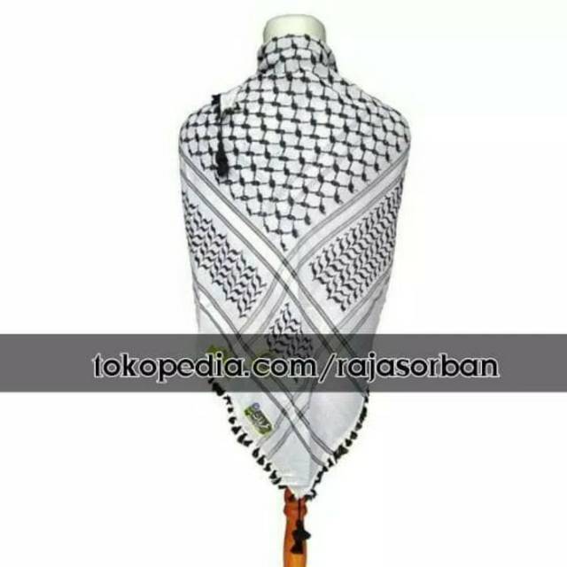 PUTIH Palestinian Arafat Turban - White 4-sided Turban - Tassel Turban ...